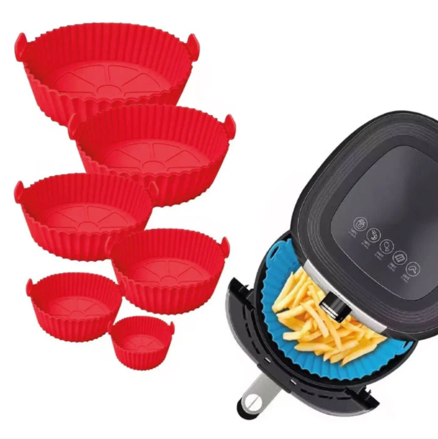 Kit x6 Moldes de Silicona para Freidoras de Aire + Regalo (Recetario c – Luz de Quito